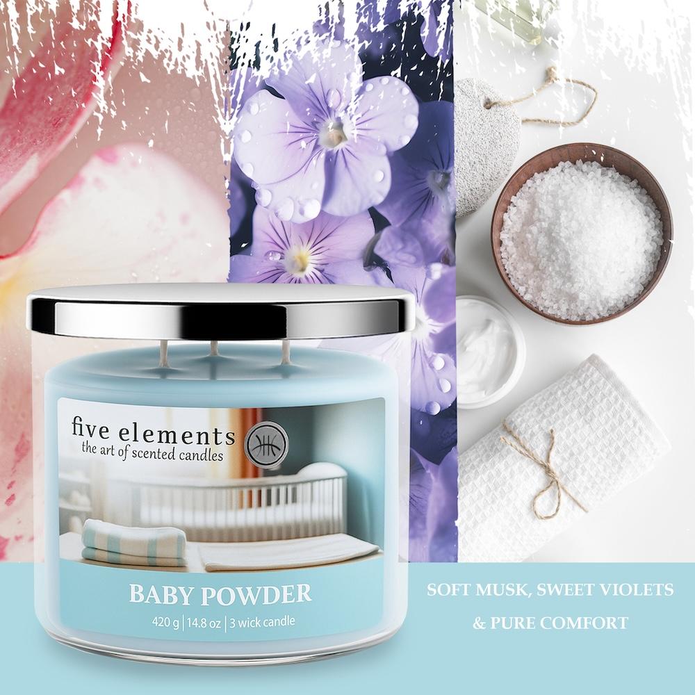 Naturwachs, 3 Baumwolldochte, 420 g – eine zart parfümierte Kerze in hellblauem Farbton, bei der ...